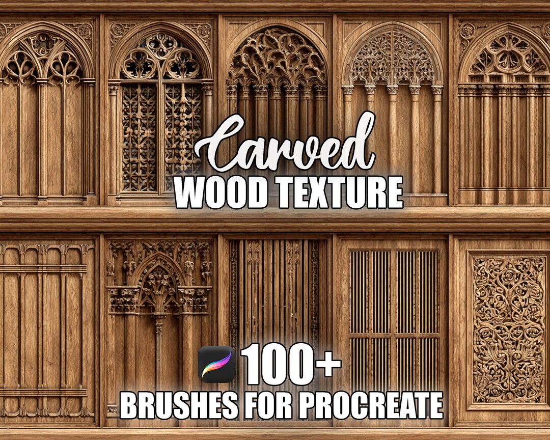 100+ Carved Wood Texture Procreate Pattern Brushes | Seamless Textures ...