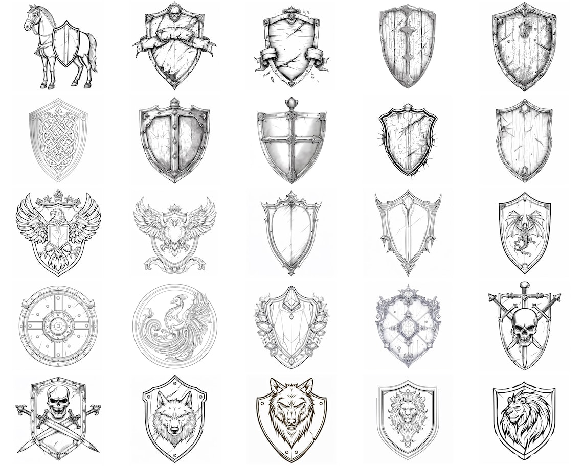 100+ Medieval Shields Procreate Stamps | Procreate Brushes | Instant ...