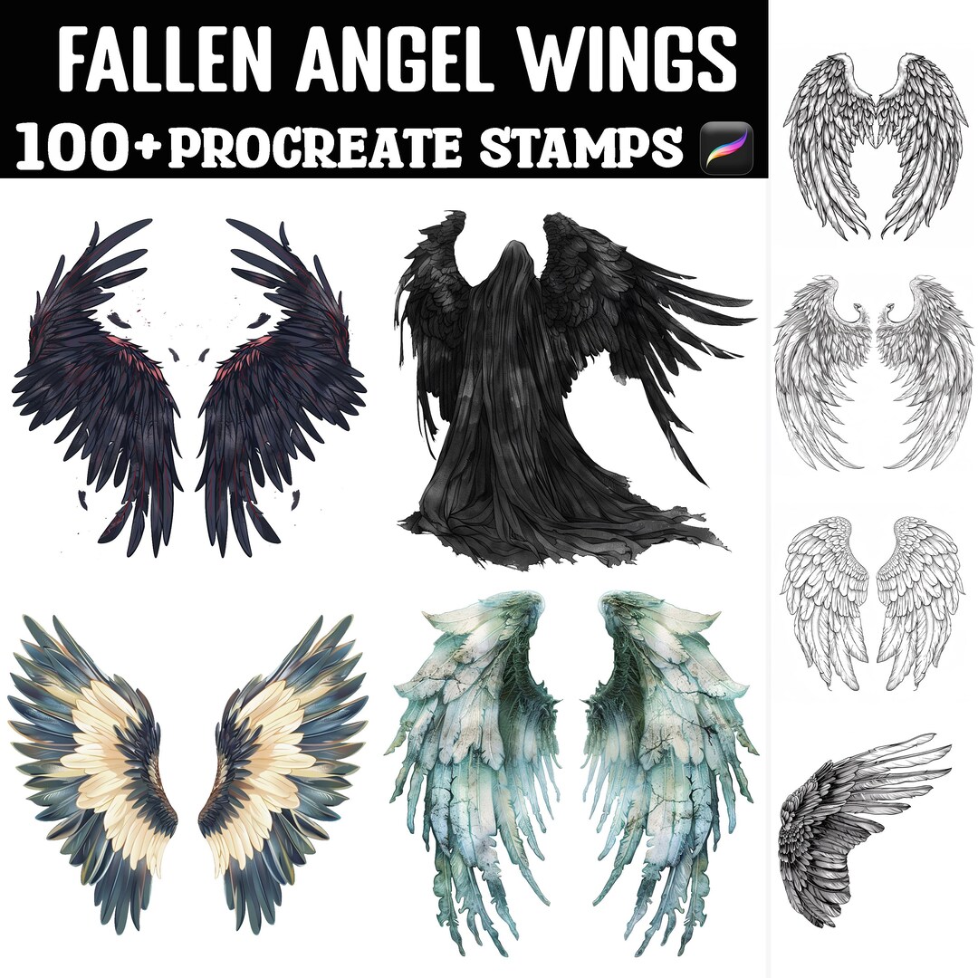 100+ Fallen Angel Wings Procreate Stamps | Procreate Brushes | Instant ...