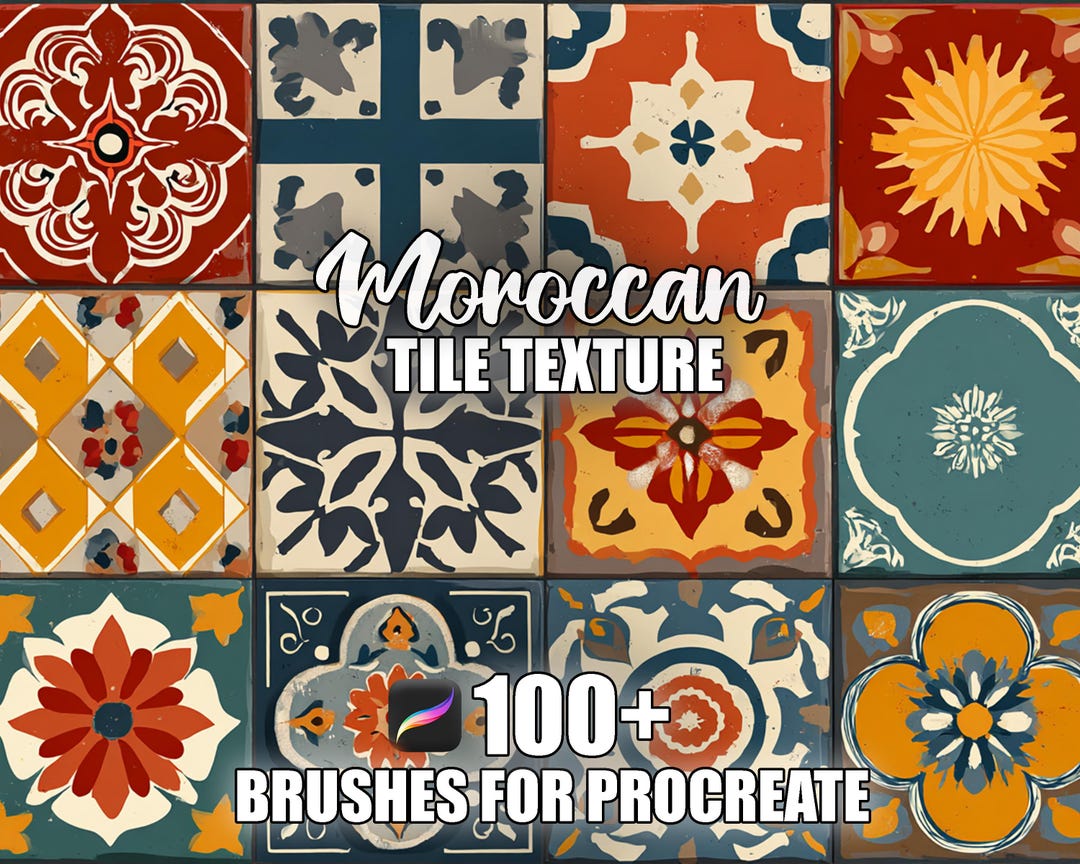 100+ Moroccan Tile Texture Procreate Pattern Brushes | Seamless ...