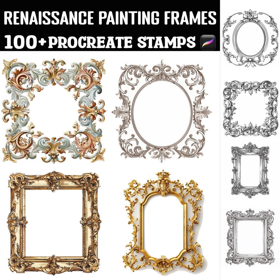 100+ Renaissance Painting Frames Procreate Stamps | Procreate Brushes ...