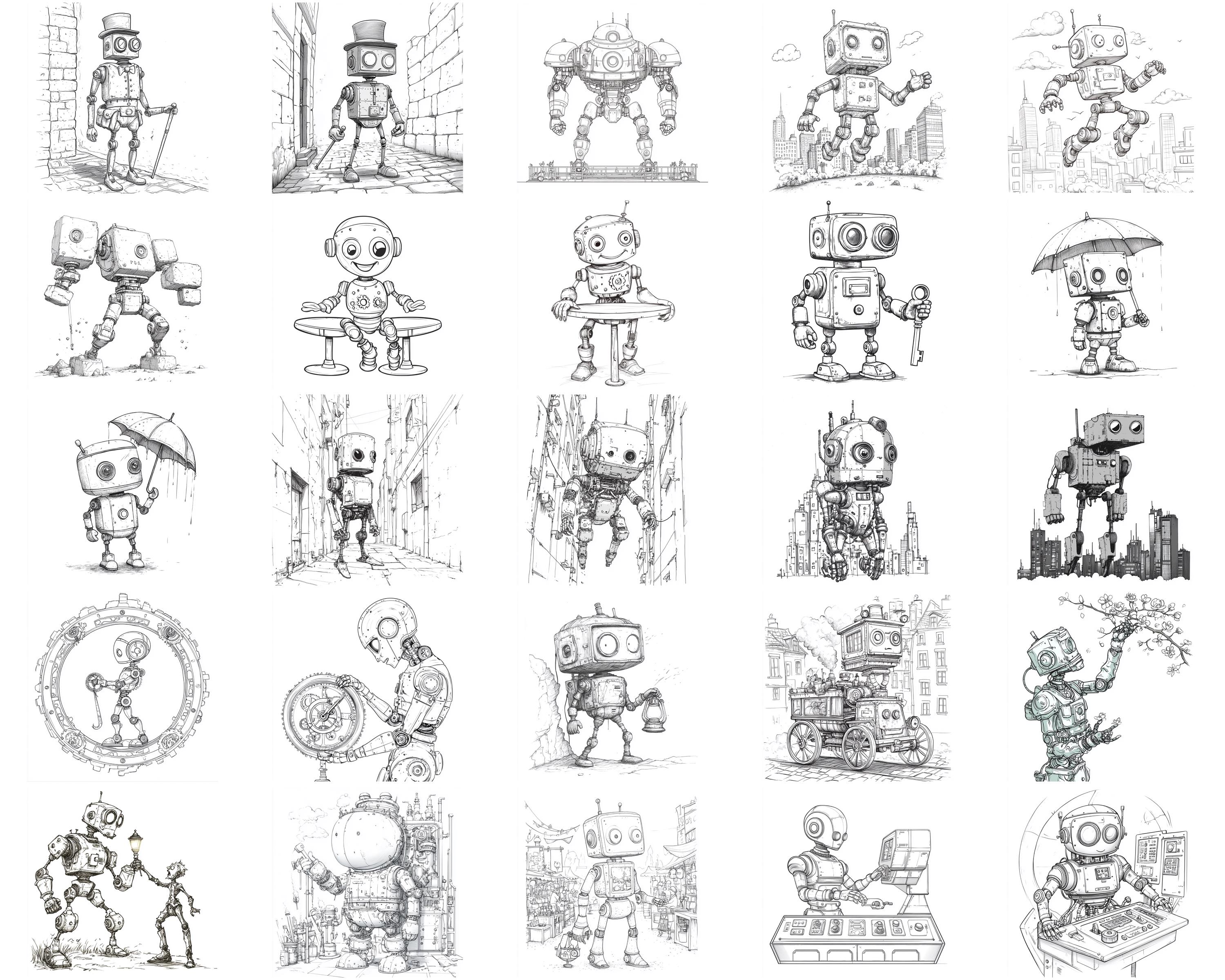 100+ Steampunk Robot Procreate Stamps | Procreate Brushes | Instant ...