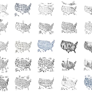 100+ USA Map-themed Procreate Stamps | Procreate Brushes | Instant ...