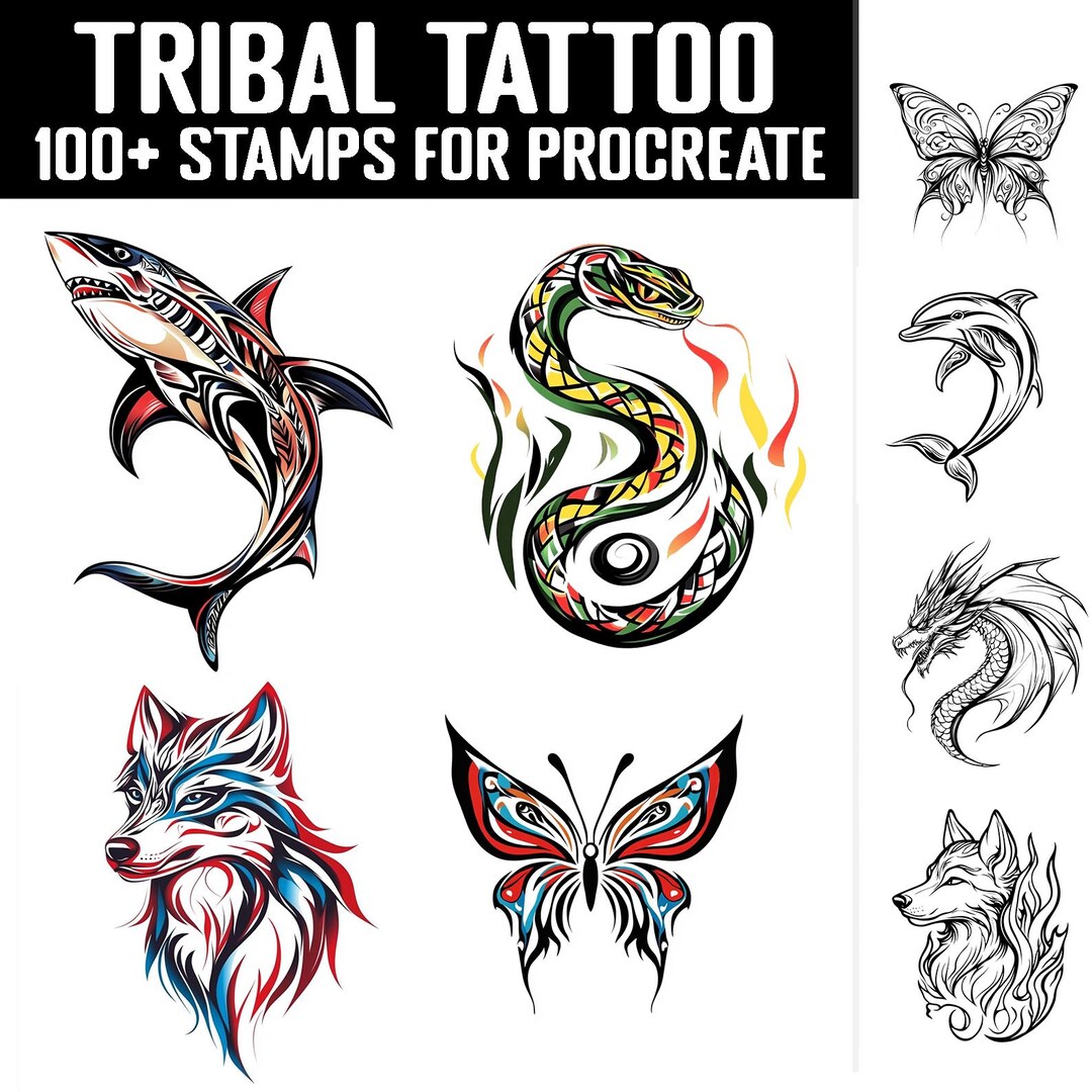 100+ Tribal Tattoo Procreate Stamp | Procreate Brush Bundle | Instant ...
