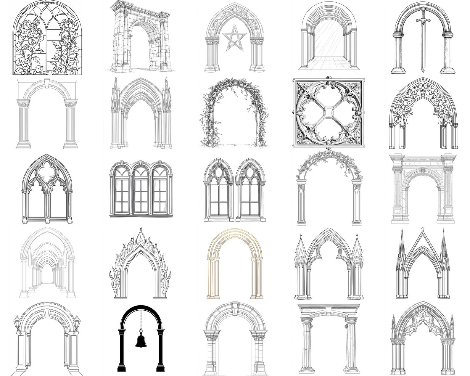 100+ Gothic Arches Procreate Stamps | Procreate Brushes | Instant ...