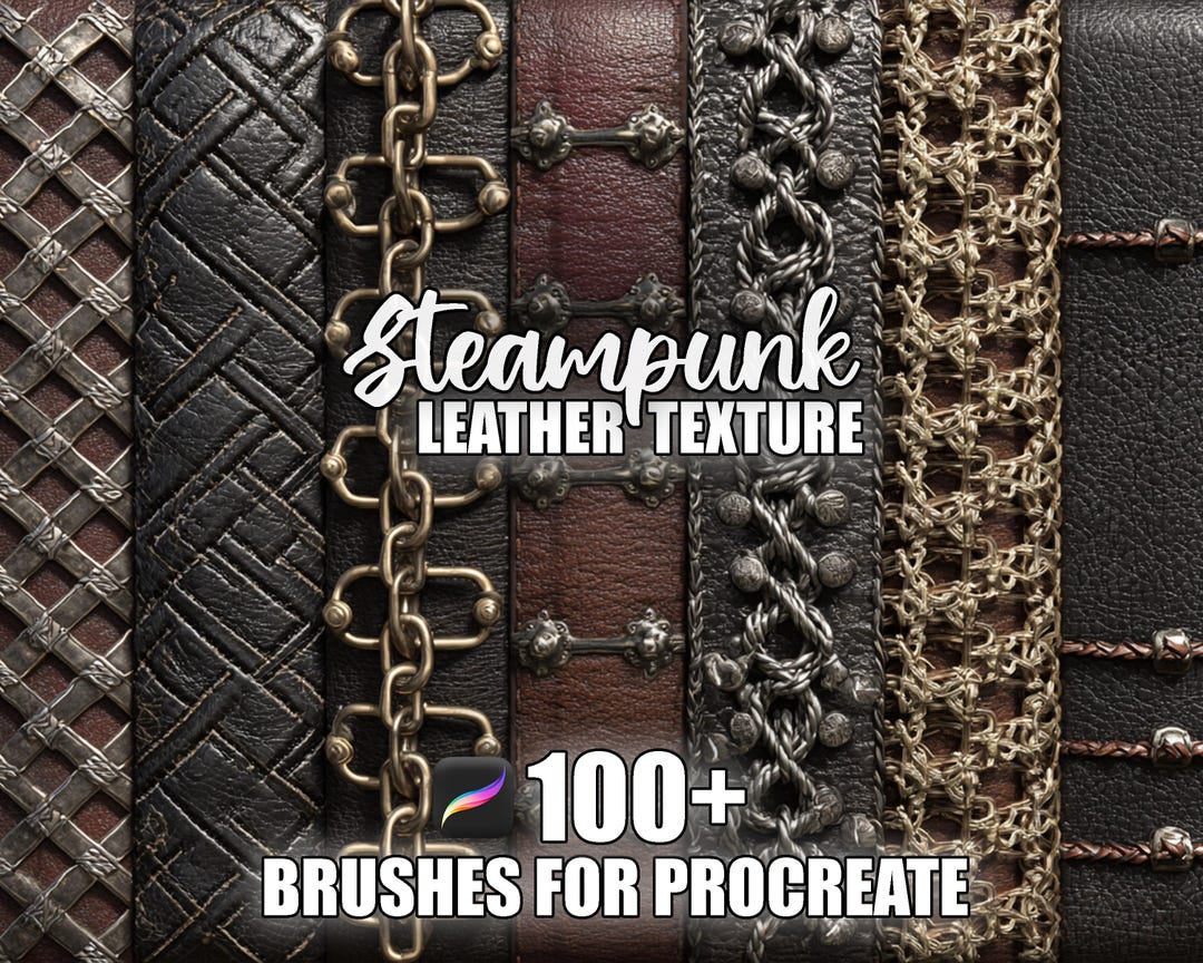 Steampunk Leather Texture Brushes for Procreate: 100+ Seamless Patterns ...