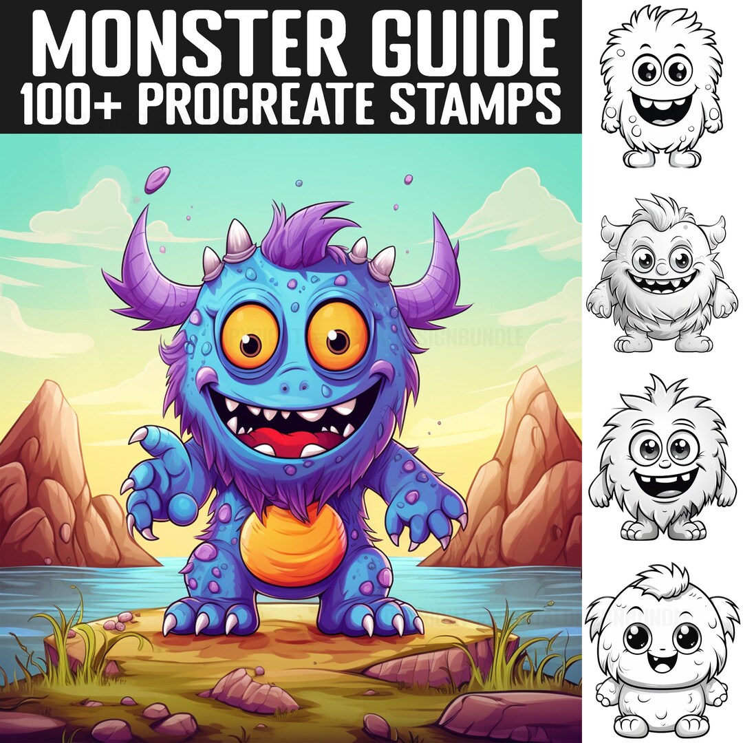 100+ Procreate Monster Stamps | Monster Guides | Instant Digital ...