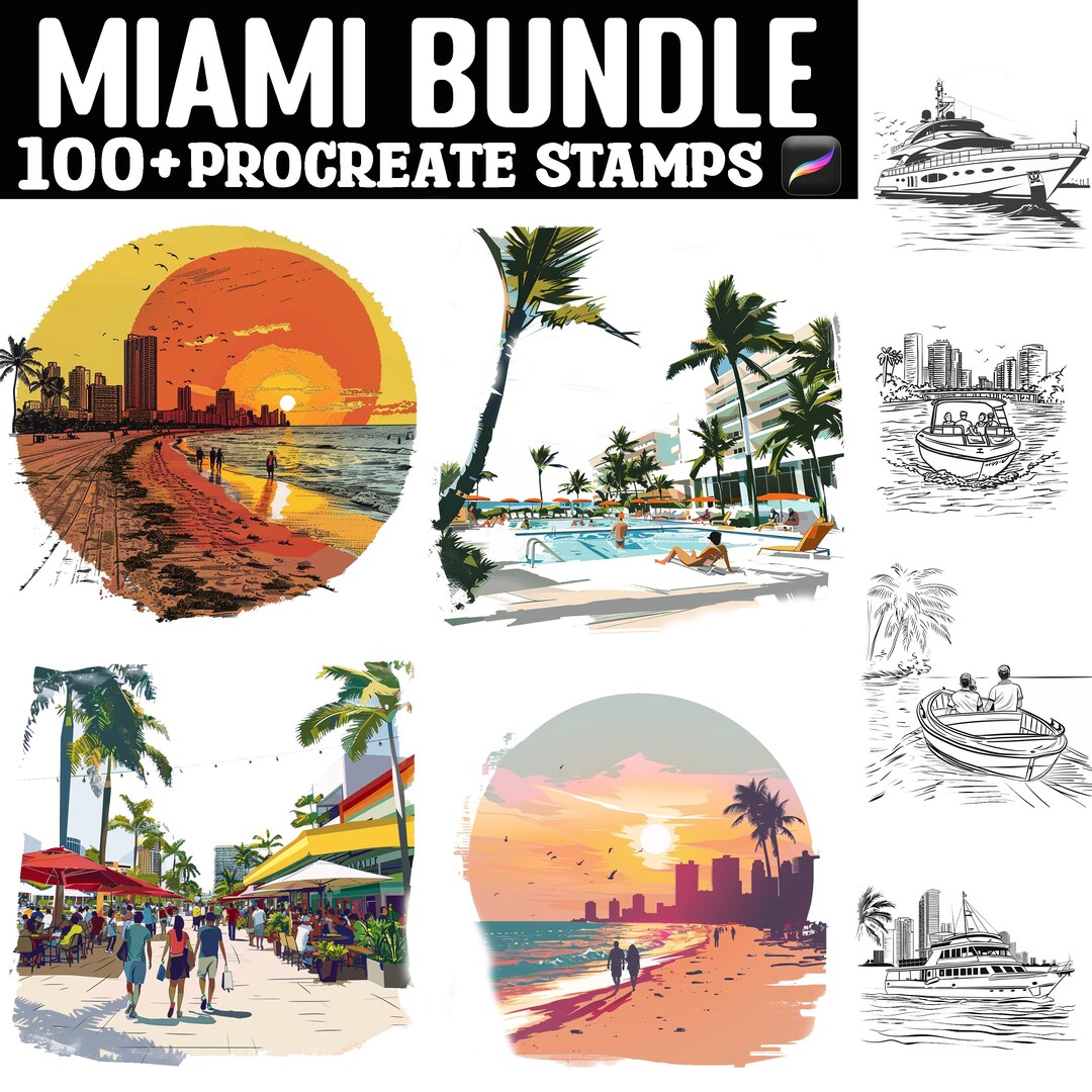 100+ Miami Procreate Stamps | Procreate Brushes | Instant Digital ...
