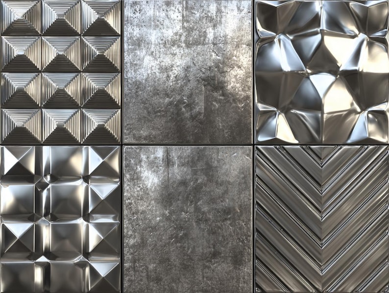 Chrome Texture Procreate Brushes: Seamless Metallic Patterns (instant ...