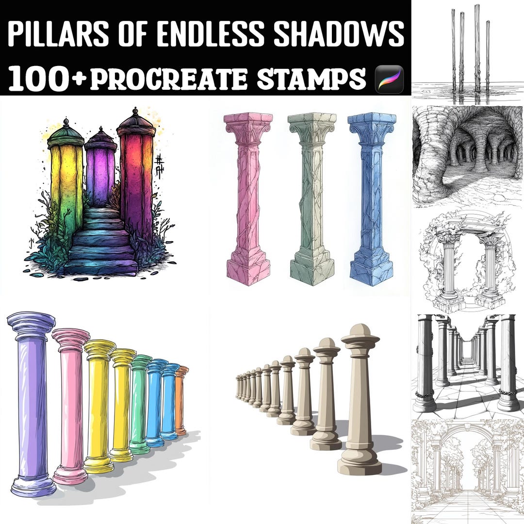 100+ Pillars of Endless Shadows Procreate Stamps | Procreate Brushes ...