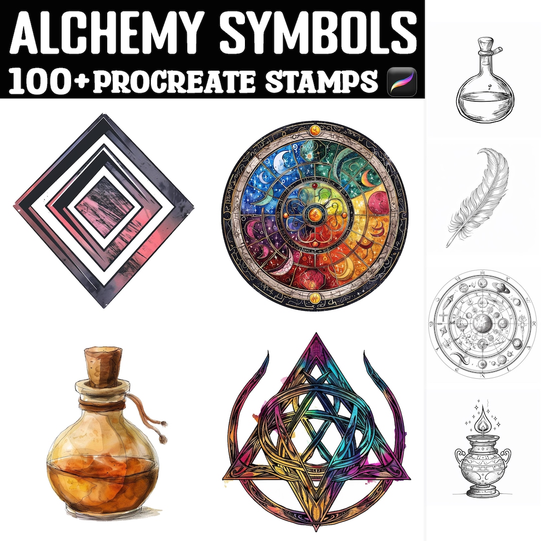 100+ Alchemy Symbols Procreate Stamps | Procreate Brushes | Instant ...