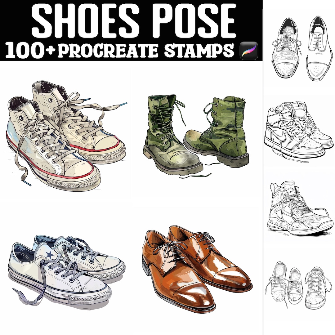 100+ Shoe Pose Procreate Stamps | Procreate Brushes | Instant Digital ...