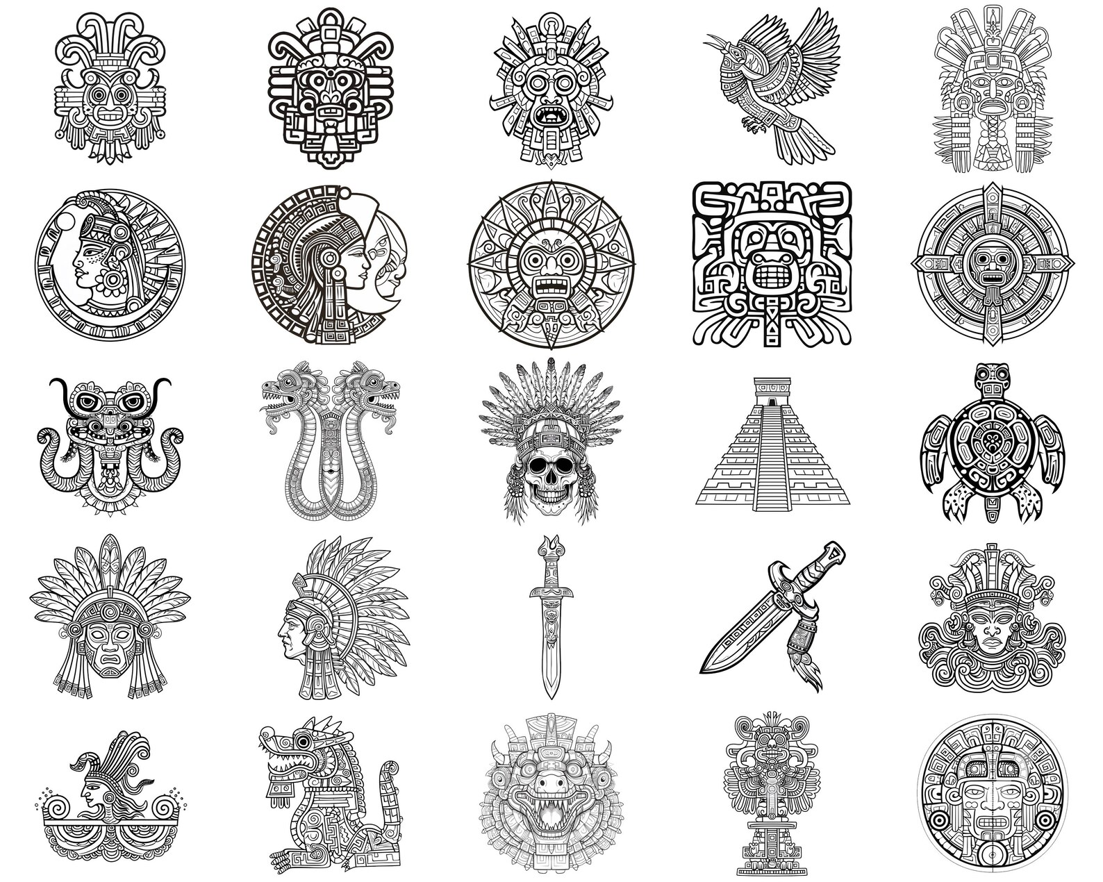 100+ Aztec Symbols Procreate Stamps | Procreate Brushes | Instant ...