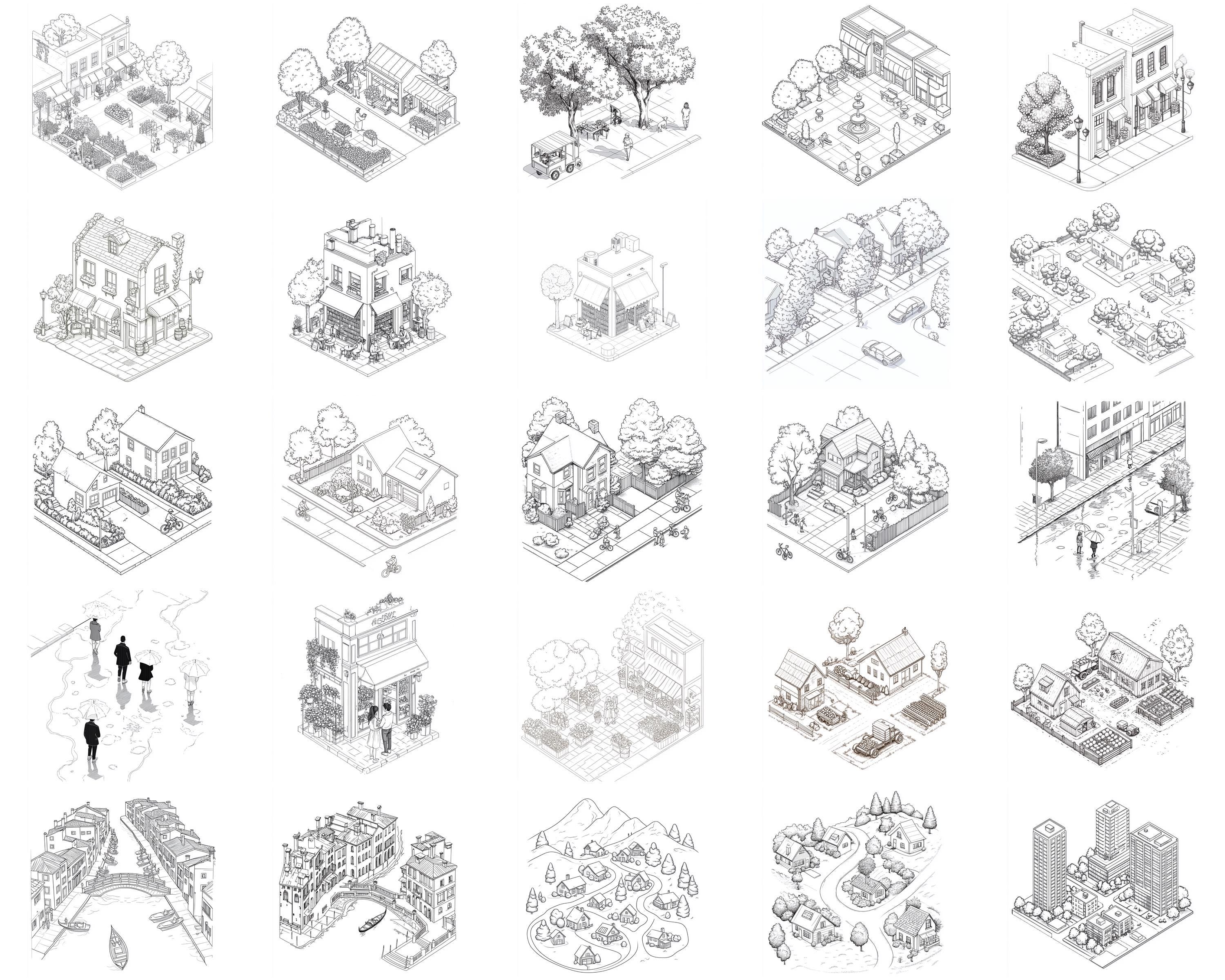 100+ Isometric Street Scene Stamps | Procreate Brushes | Instant ...