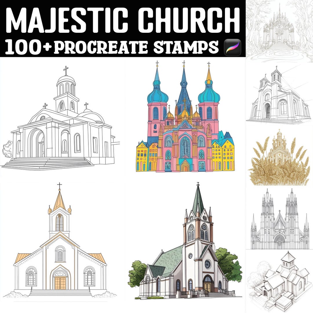 100+ Majestic Church Procreate Stamps | Procreate Brushes | Instant ...