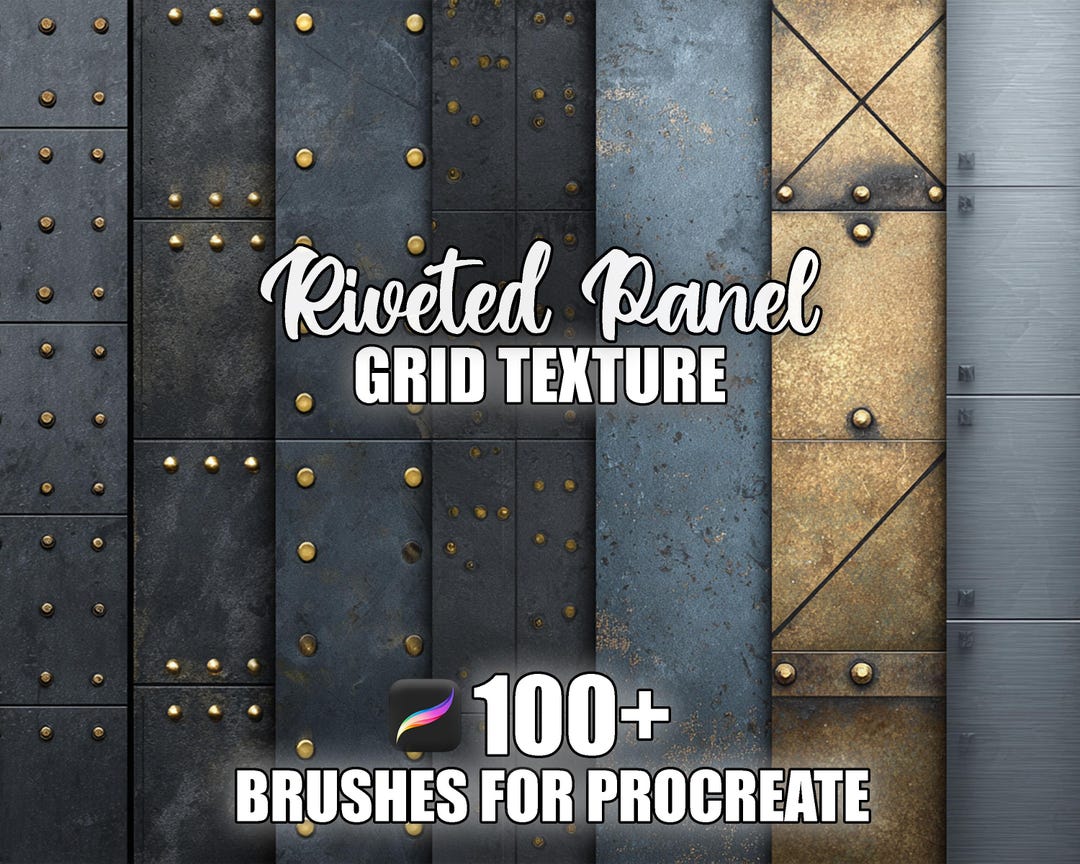 Riveted Panel Texture Procreate Brushes: Industrial Grid Patterns ...