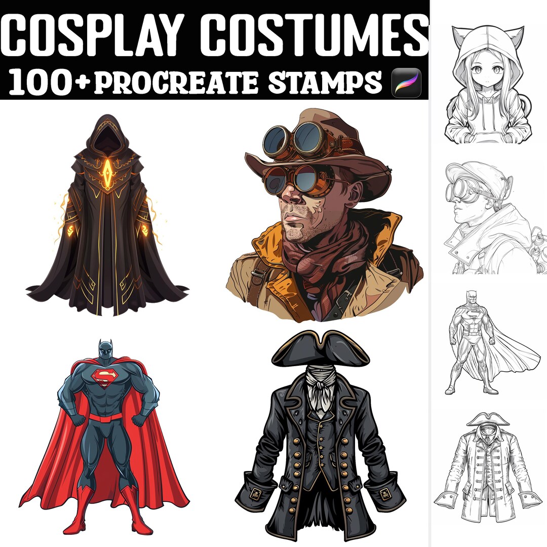 100+ Cosplay Costumes Procreate Stamps | Procreate Brushes | Instant ...