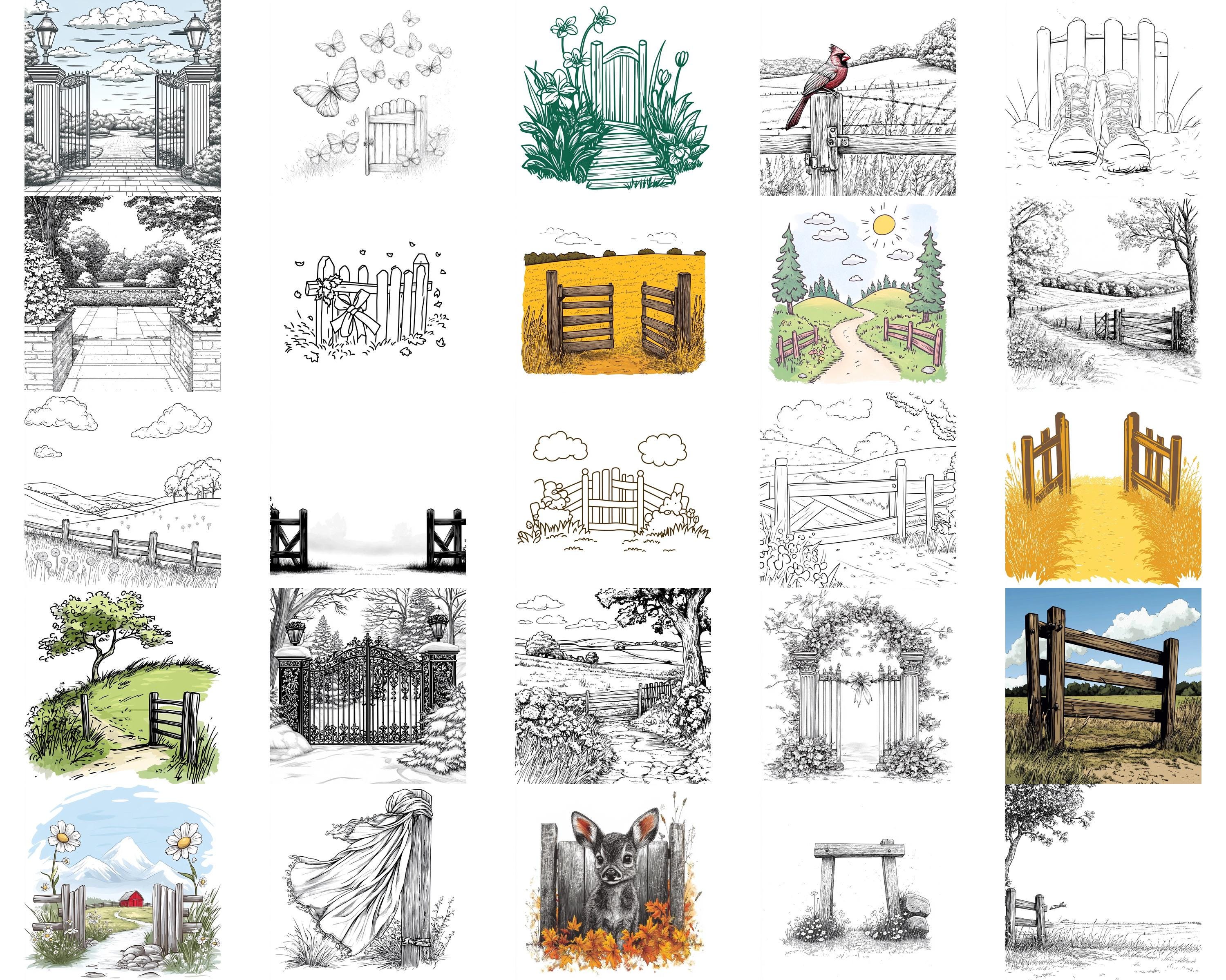100+ Gate Scene Procreate Stamps | Procreate Brushes | Instant Digital ...