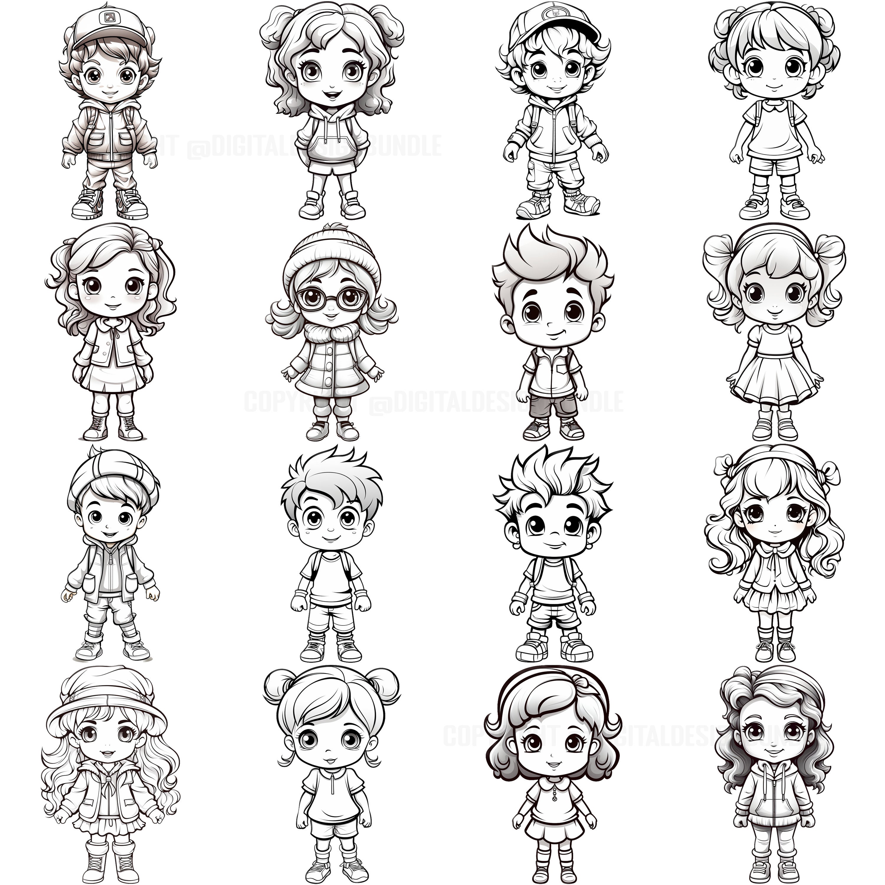 100 Cartoon Characters Procreate Stamps Character Guides Instant ...