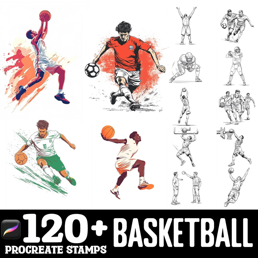 120+ Basketball Procreate Stamps | Procreate Brushes | Instant Digital ...