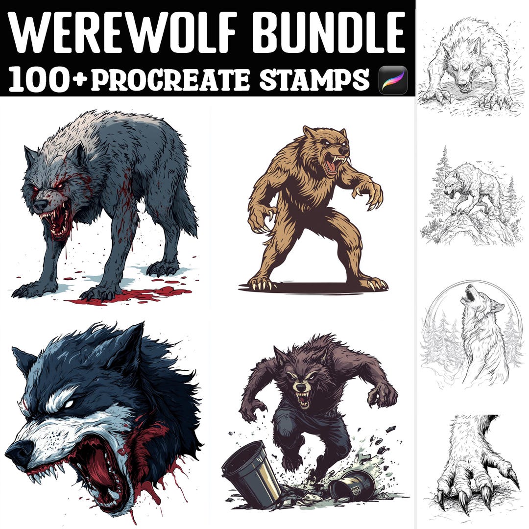 100+ Werewolf Procreate Stamp | Procreate Brushes | Instant Digital ...