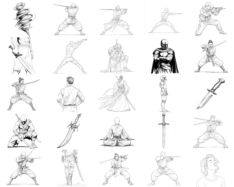 100+ Shogun Battle Stances Procreate Stamps | Procreate Brushes ...