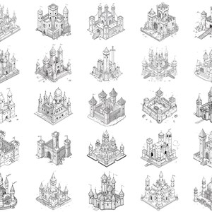 100+ Isometric Castle Procreate Stamps | Procreate Brushes | Instant ...
