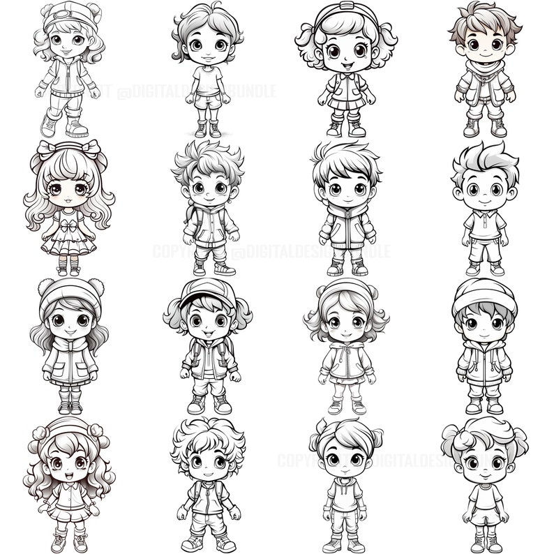 100 Cartoon Characters Procreate Stamps Character Guides Instant ...