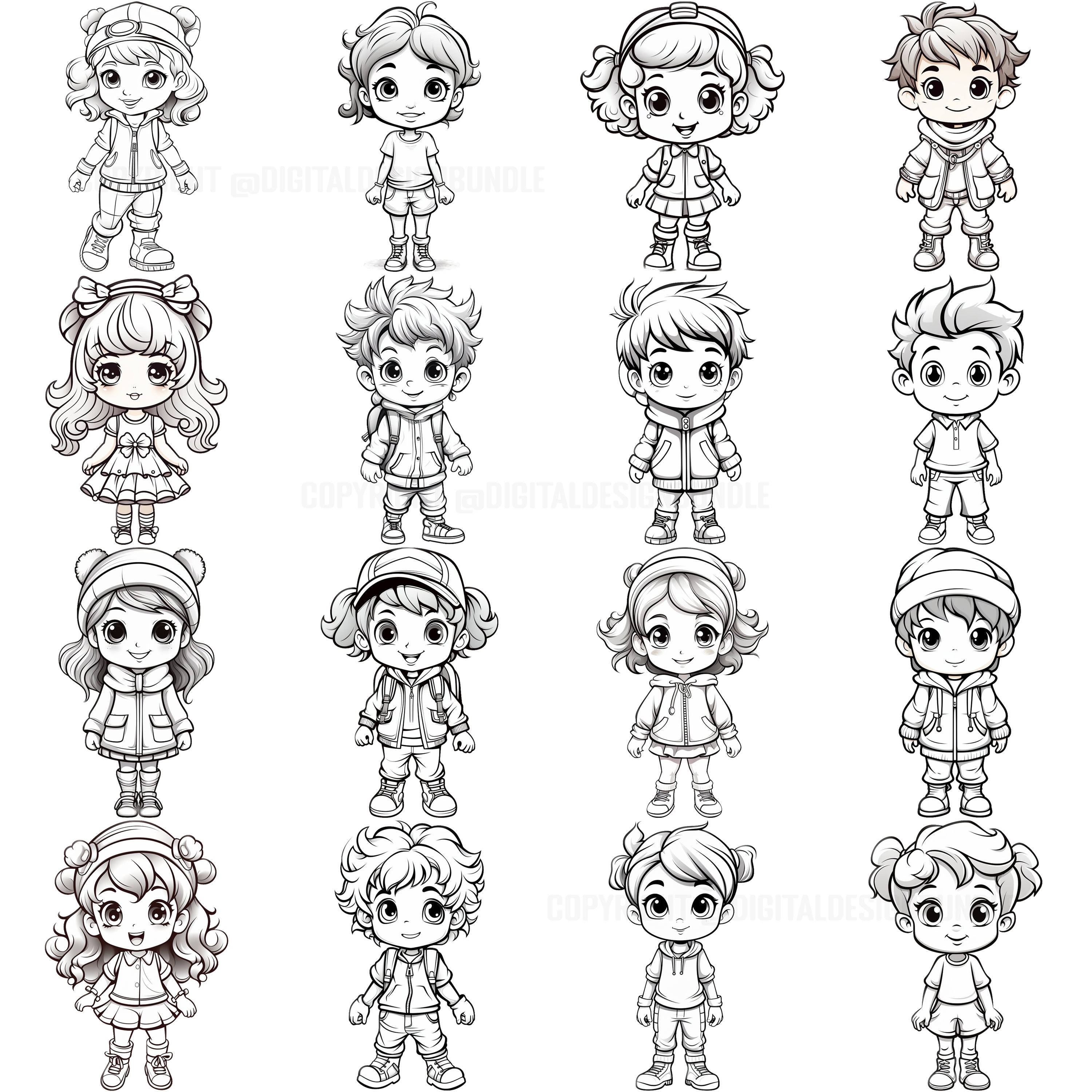 100 Cartoon Characters Procreate Stamps Character Guides Instant ...