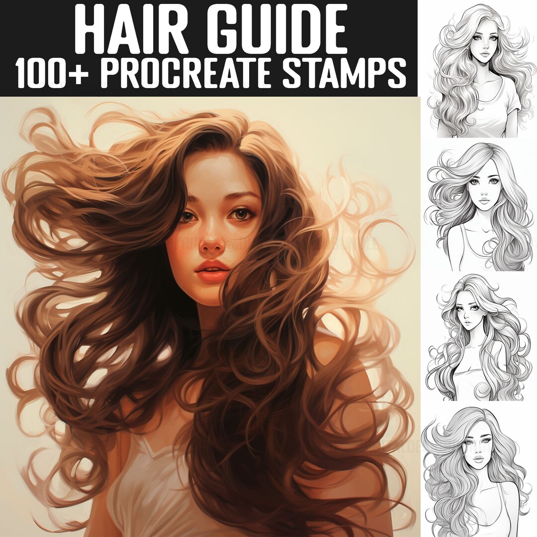 100 Hair Procreate Stamps Hair Art Guides Instant Digital Download Etsy 