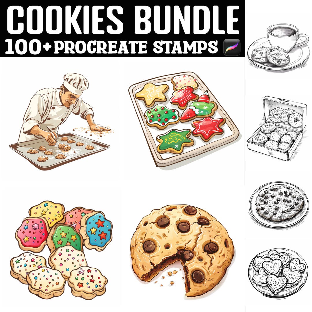 100+ Cookies Procreate Stamps | Procreate Brushes | Instant Digital ...