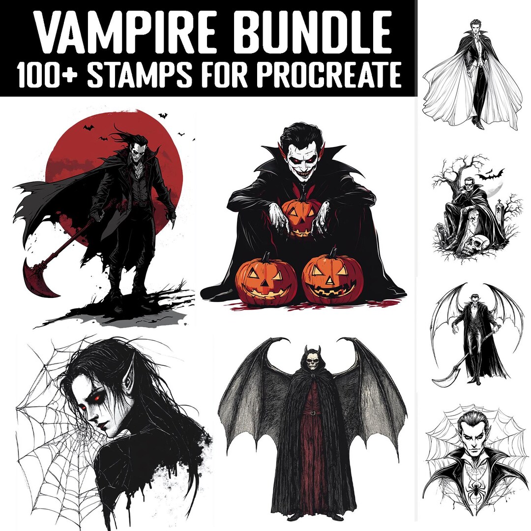 100+ Vampire Bundle Procreate Stamp | Procreate Brush Bundle | Instant ...