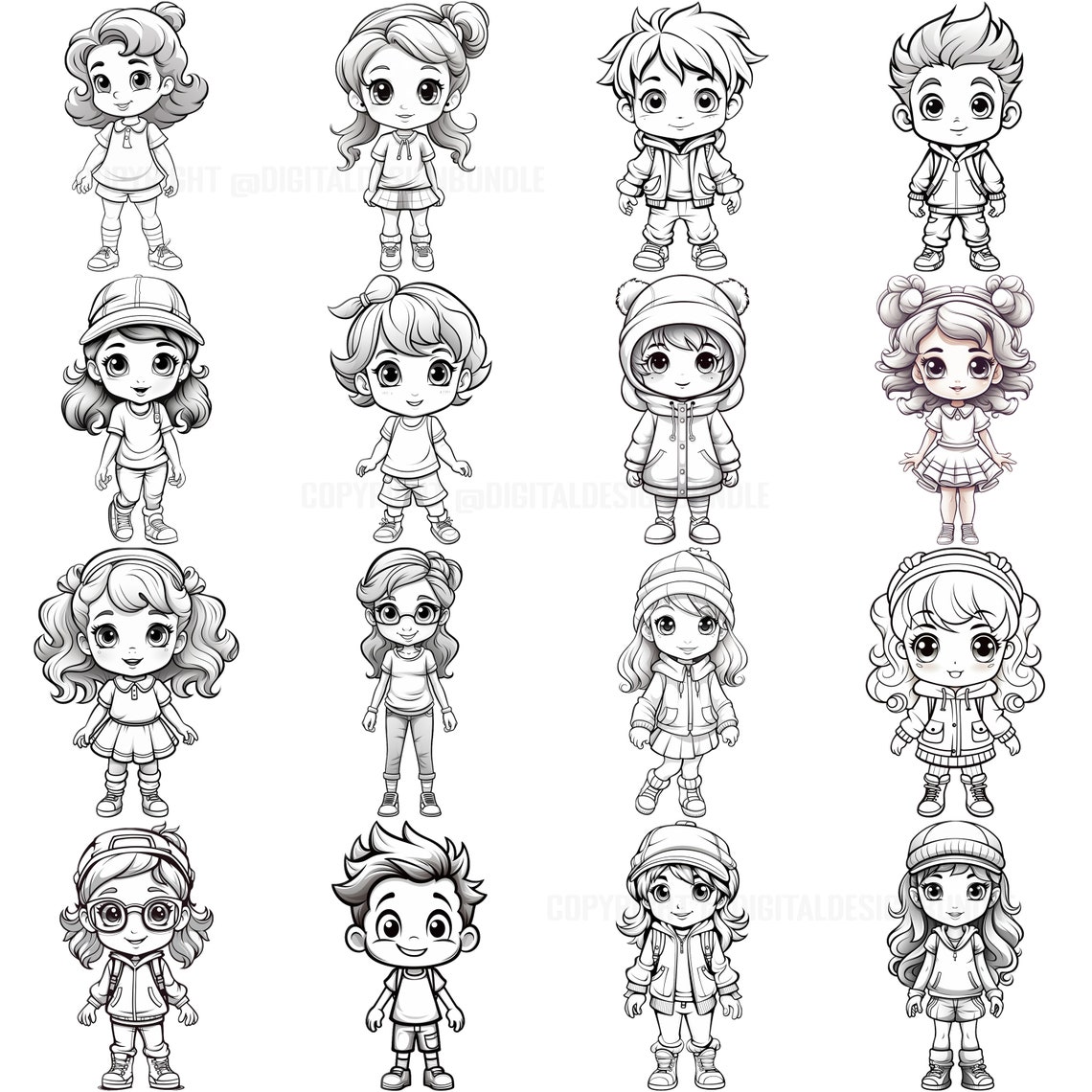 100 Cartoon Characters Procreate Stamps Character Guides Instant ...