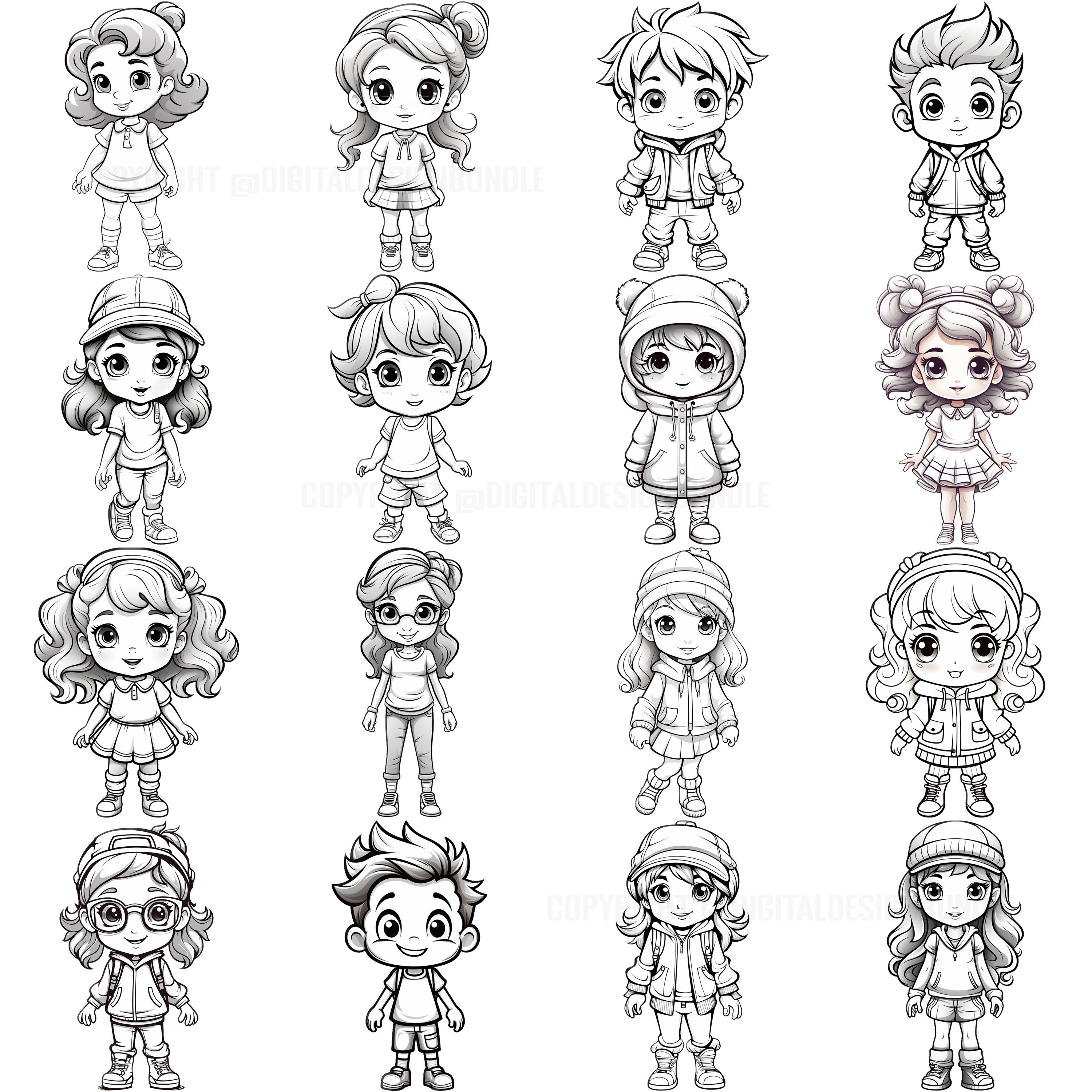 100 Cartoon Characters Procreate Stamps Character Guides Instant ...