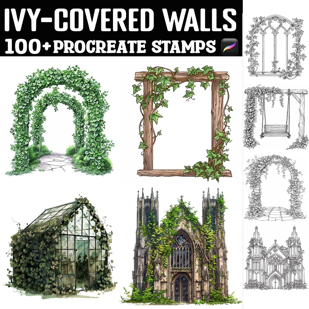 100+ Ivy-covered Walls Procreate Stamps | Procreate Brushes | Instant ...