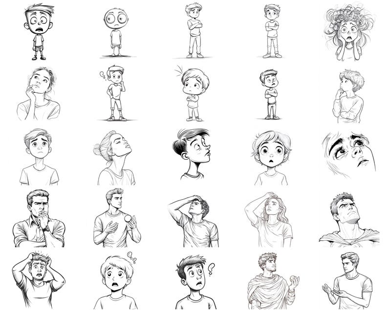 100+ Confused Expression Poses Procreate Stamps | Procreate Brushes ...