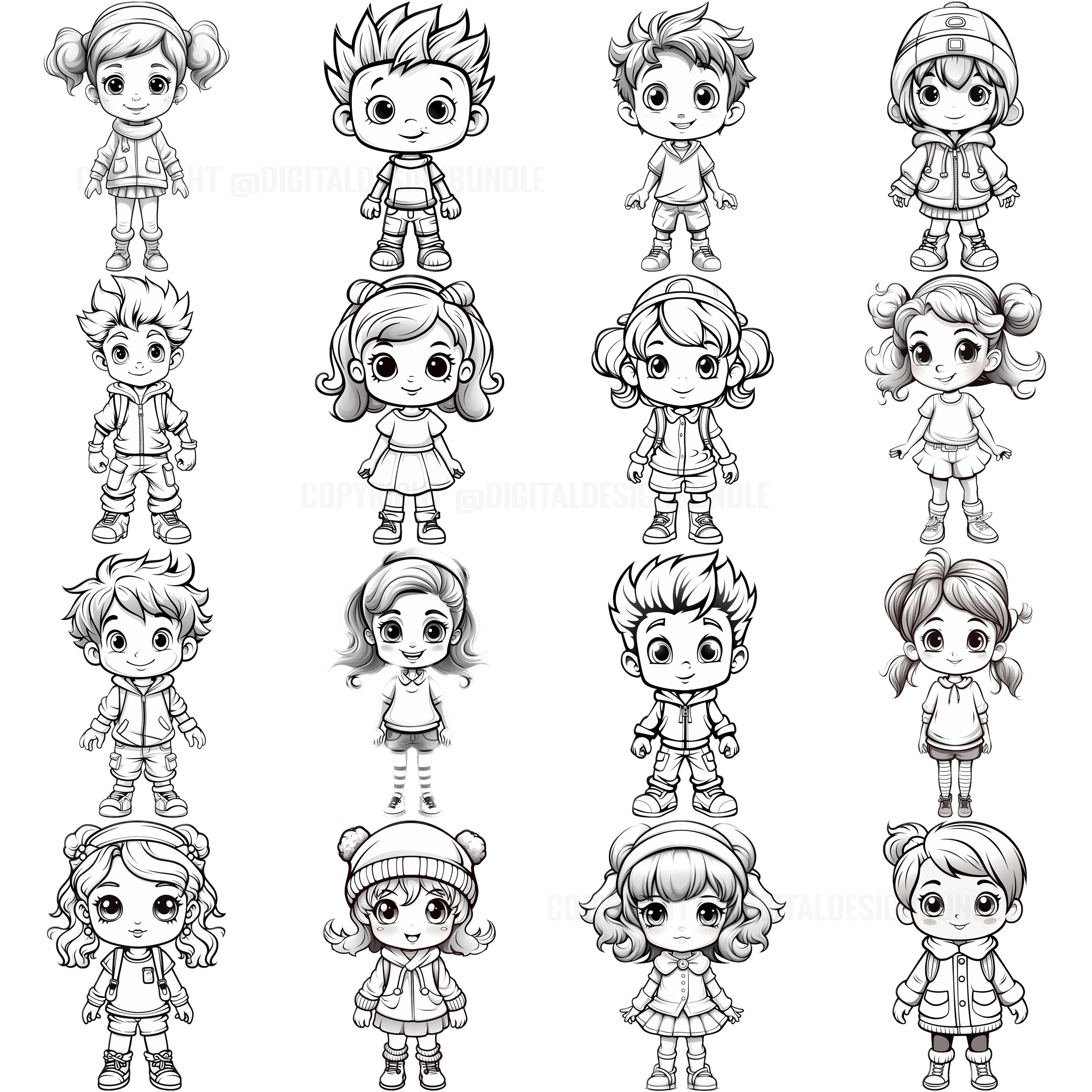 100 Cartoon Characters Procreate Stamps Character Guides Instant ...