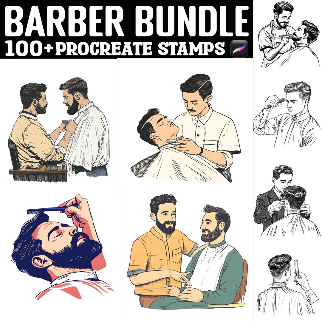 100+ Barber Procreate Stamps | Procreate Brushes | Instant Digital ...