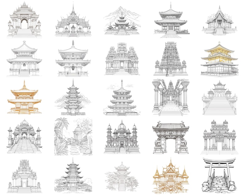 100+ Eastern Temples Procreate Stamps | Procreate Brushes | Instant ...