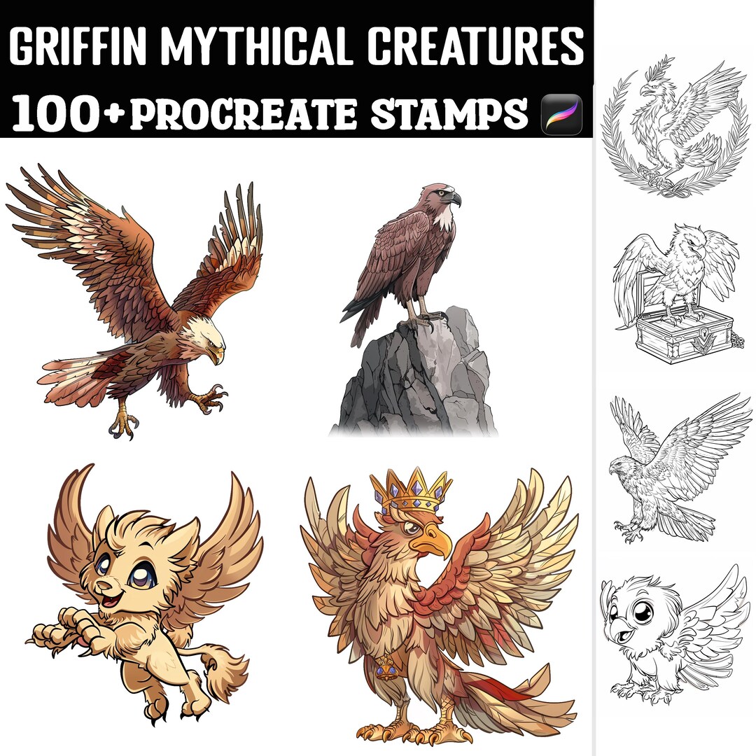 100+ Griffin Mythical Creatures Procreate Stamps | Procreate Brushes ...
