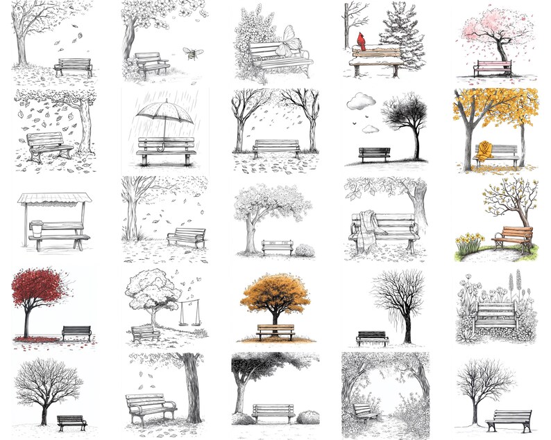 100+ Bench Procreate Stamps | Procreate Brushes | Instant Digital ...