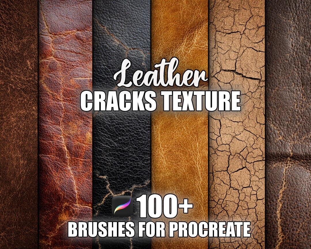 100+ Leather Cracks Texture Procreate Pattern Brushes | Seamless ...