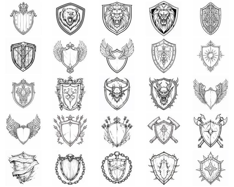 100+ Medieval Shields Procreate Stamps | Procreate Brushes | Instant ...