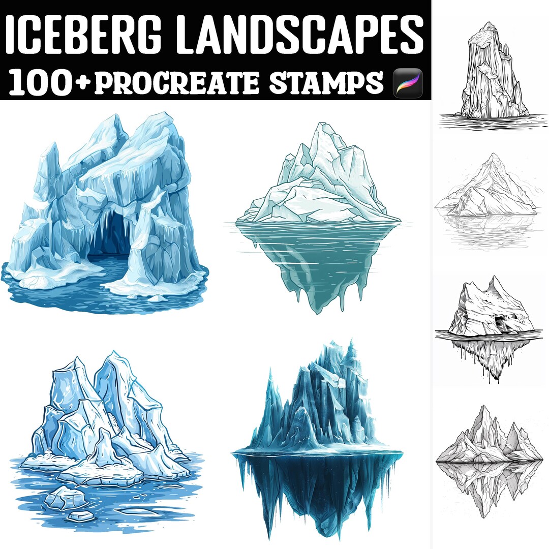 100 Iceberg Landscapes Procreate Stamps Procreate Brushes Instant