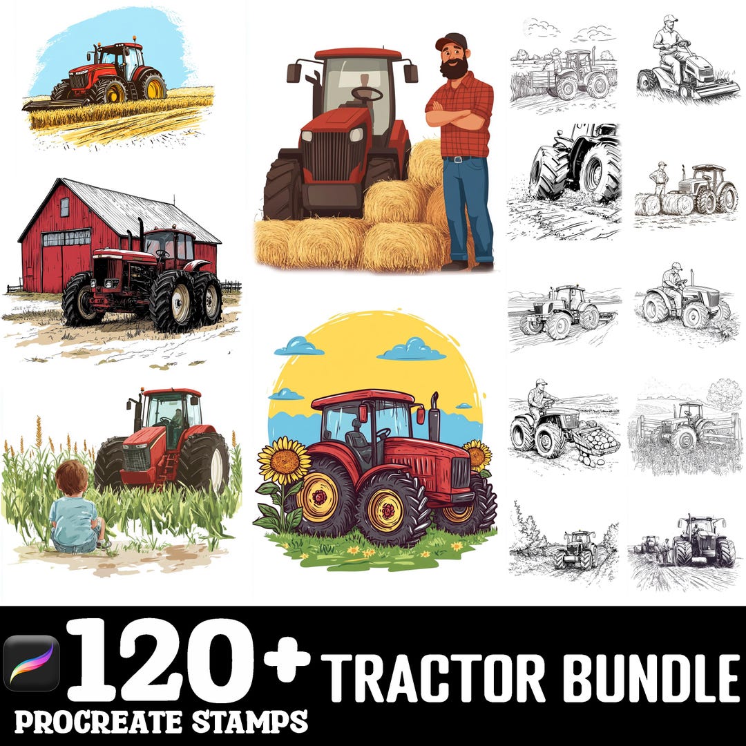 120+ Tractor Procreate Stamps | Procreate Brushes | Instant Digital ...
