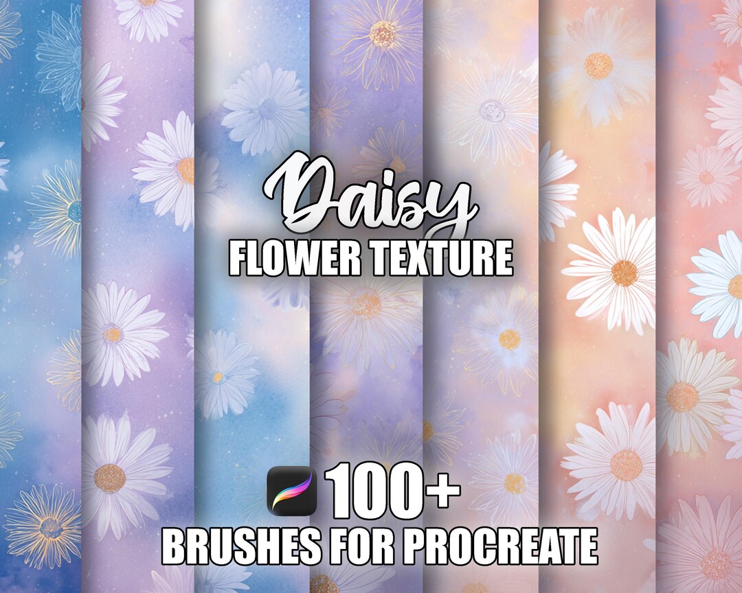 Daisy Flower Texture Procreate Brushes: 100+ Seamless Floral Patterns ...