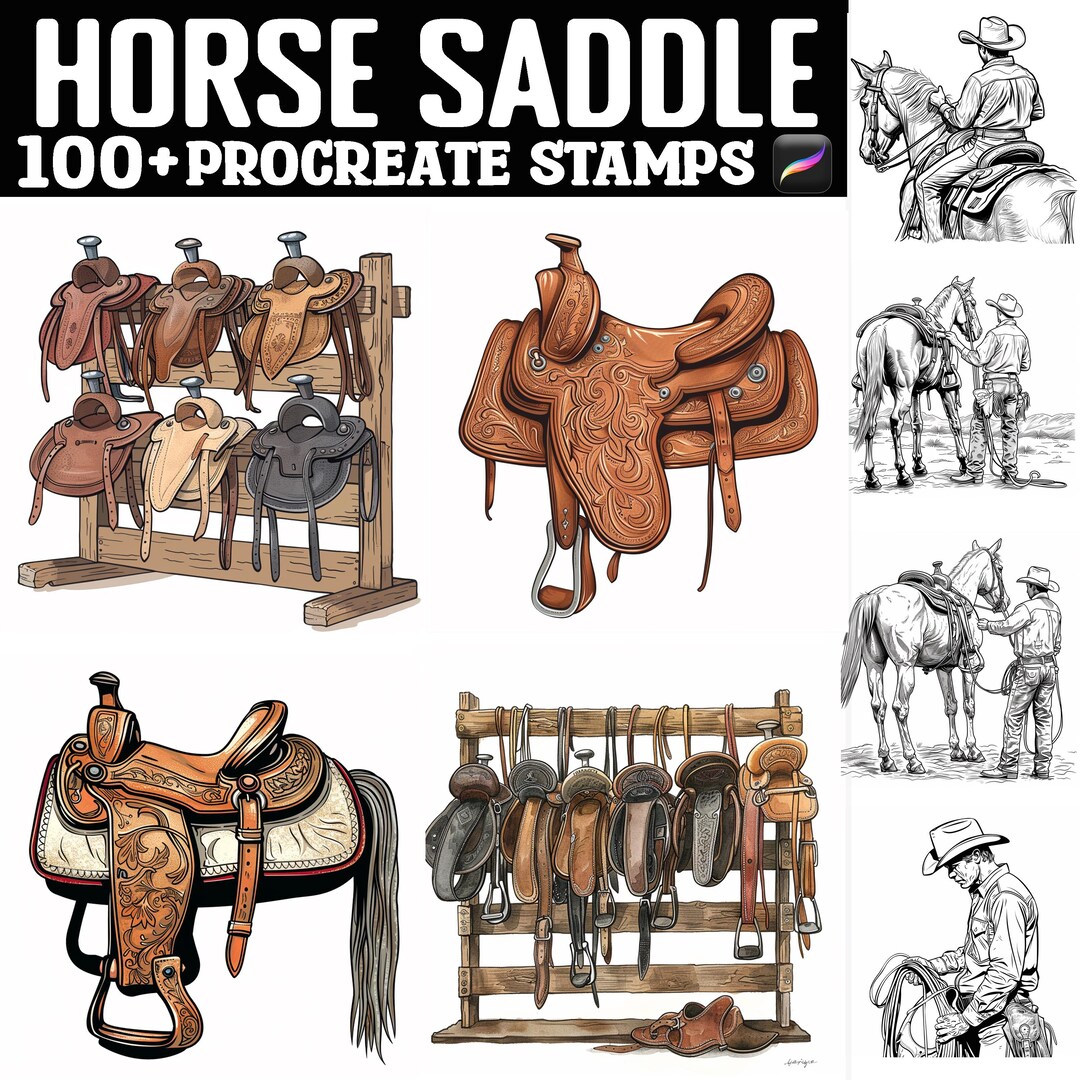 100+ Horse Saddle Procreate Stamps | Procreate Brushes | Instant ...