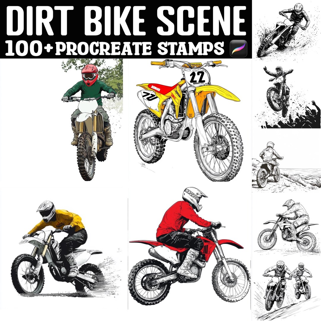 100+ Dirt Bike Scene Procreate Stamps | Procreate Brushes | Instant ...