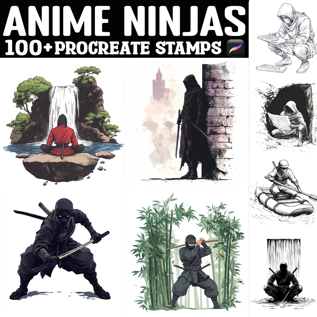 100+ Anime Ninjas Procreate Stamps | Procreate Brushes | Instant ...