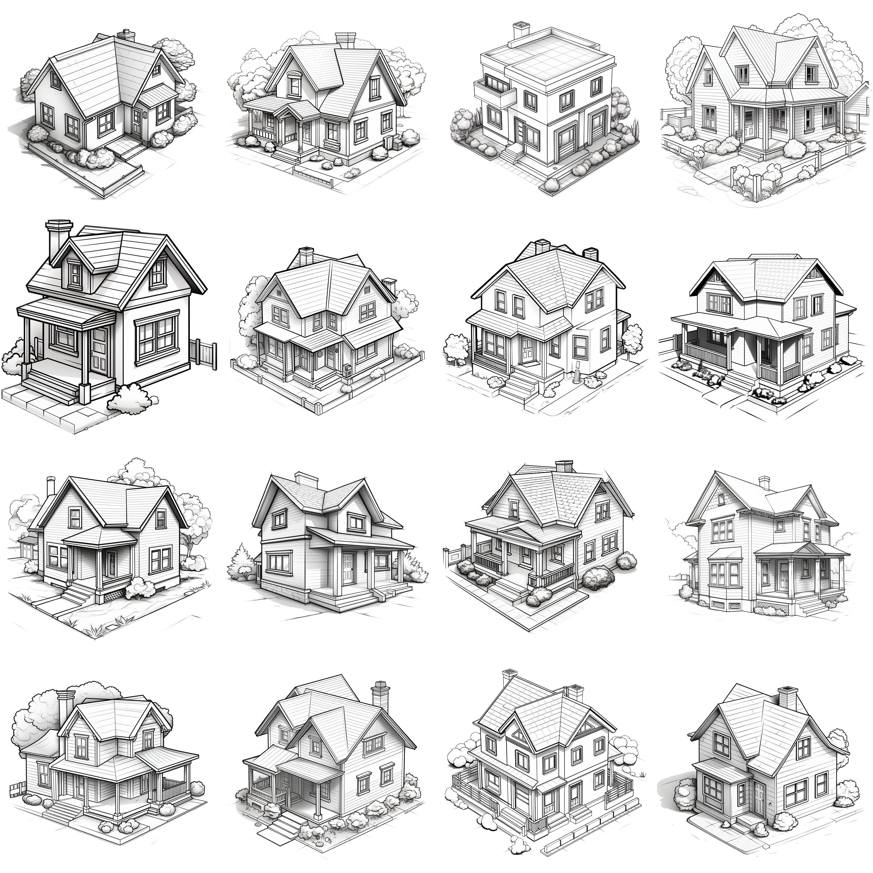 100+ Procreate Isometric House Stamps | House Guides | Instant Digital ...